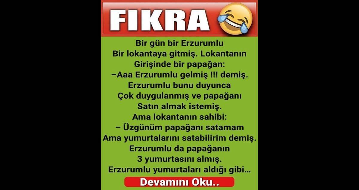 Erzurumlu bir lokantaya gitmiş.